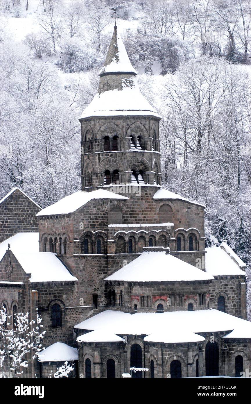 Roman church, Orcival, Auvergne, France Stock Photo - Alamy