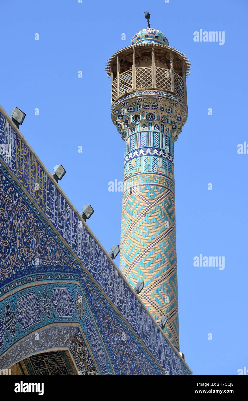 IRAN. ISPAHAN ESFAHAN. MINARET OF THE GREAT MOSQUE, OR FRIDAY'S MOSQUE ...