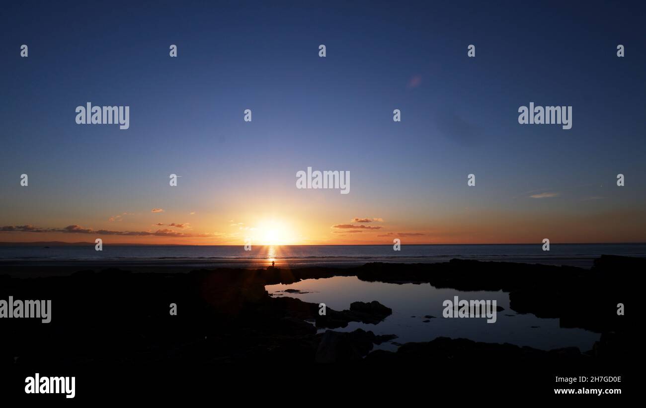 Sunset in Wales, Rest Bay, Porthcawl Stock Photo - Alamy