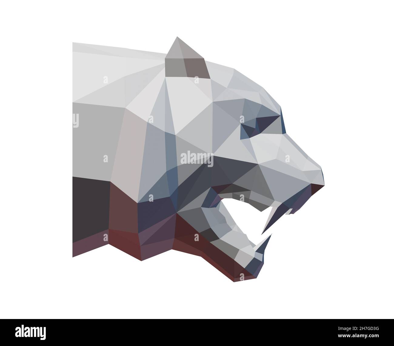 low poly tiger head in profile isolated on white, 3d render Stock Photo ...