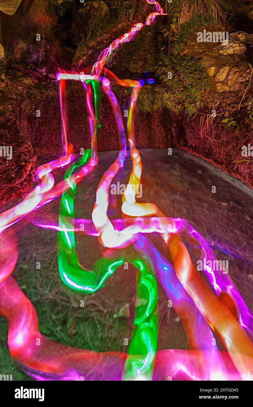 Night photography, and Light Painting technique in a ditch Stock Photo ...