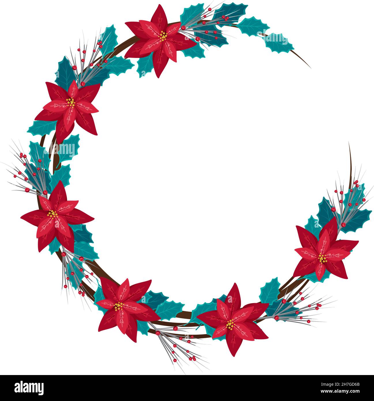 Frame new year poinsettia Stock Vector Images - Alamy