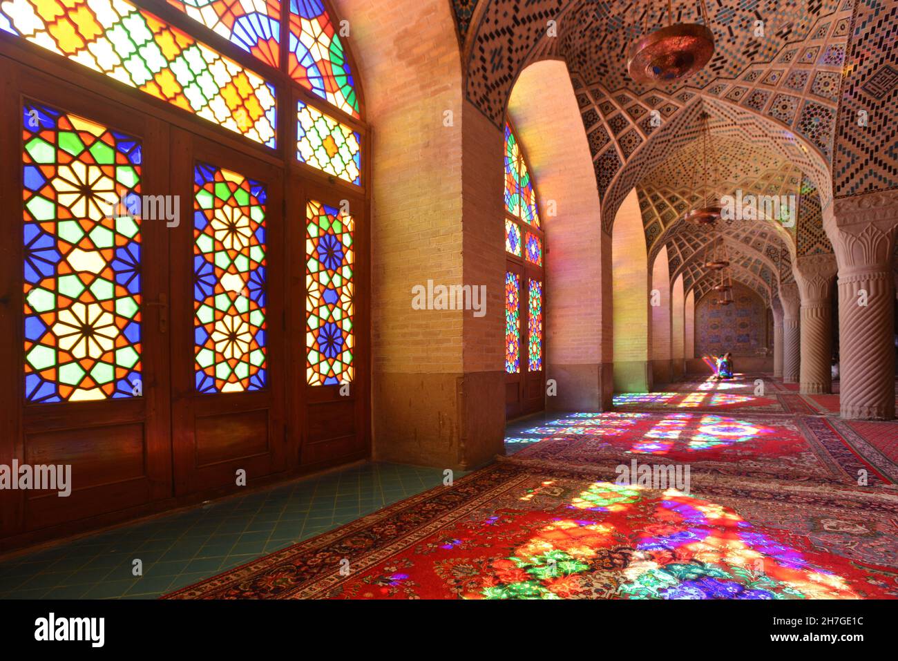IRAN. CHIRAZ. THE FAMOUS STAINED GLASSES OF THE CHIITE MOSQUE OF NASIR ...