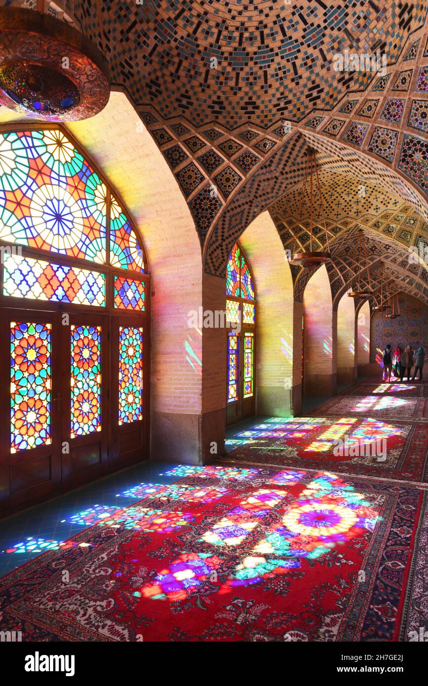 IRAN. CHIRAZ. THE FAMOUS STAINED GLASSES OF THE CHIITE MOSQUE OF NASIR ...