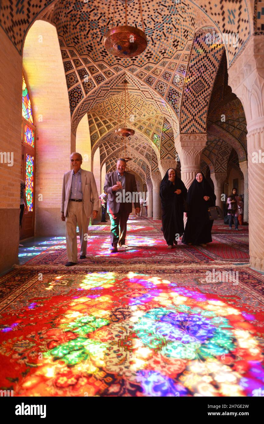 IRAN. CHIRAZ. THE FAMOUS STAINED GLASSES OF THE CHIITE MOSQUE OF NASIR ...