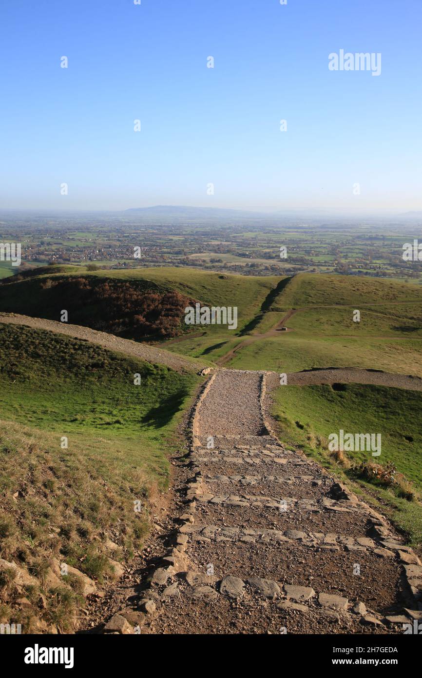 Path leading to British camp on the Malvern hills, Worcestershire ...