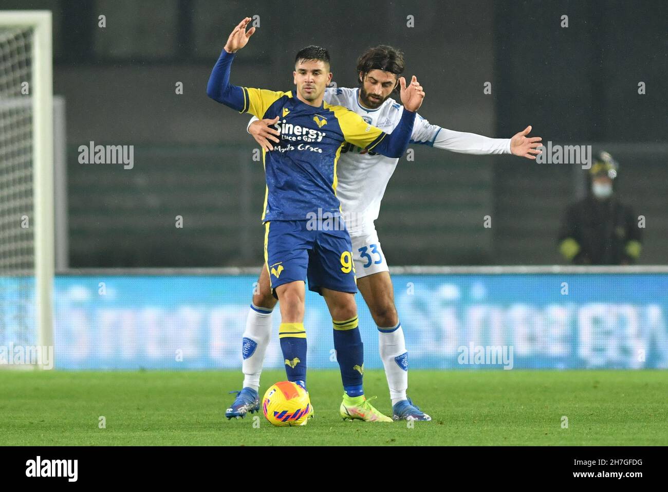 Verona, Italy. 22nd Nov, 2021. giovanni simeone (verona) and sebastiano ...