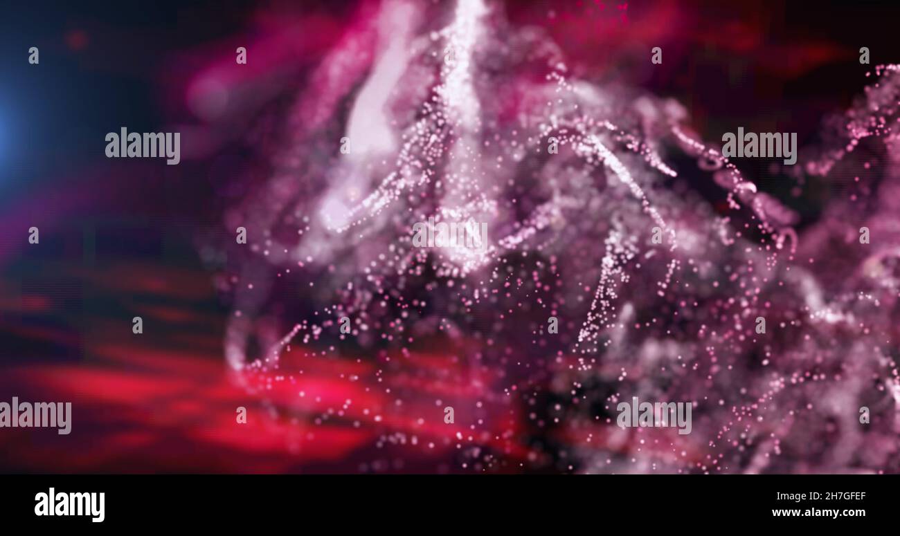 Image of red and pink particle clouds moving on black background Stock ...