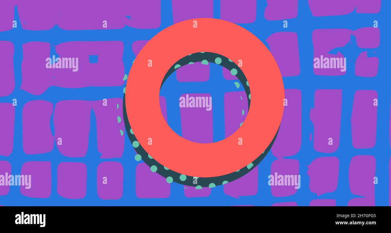 Image of illustration of orange and spotted ring moving over patterns ...