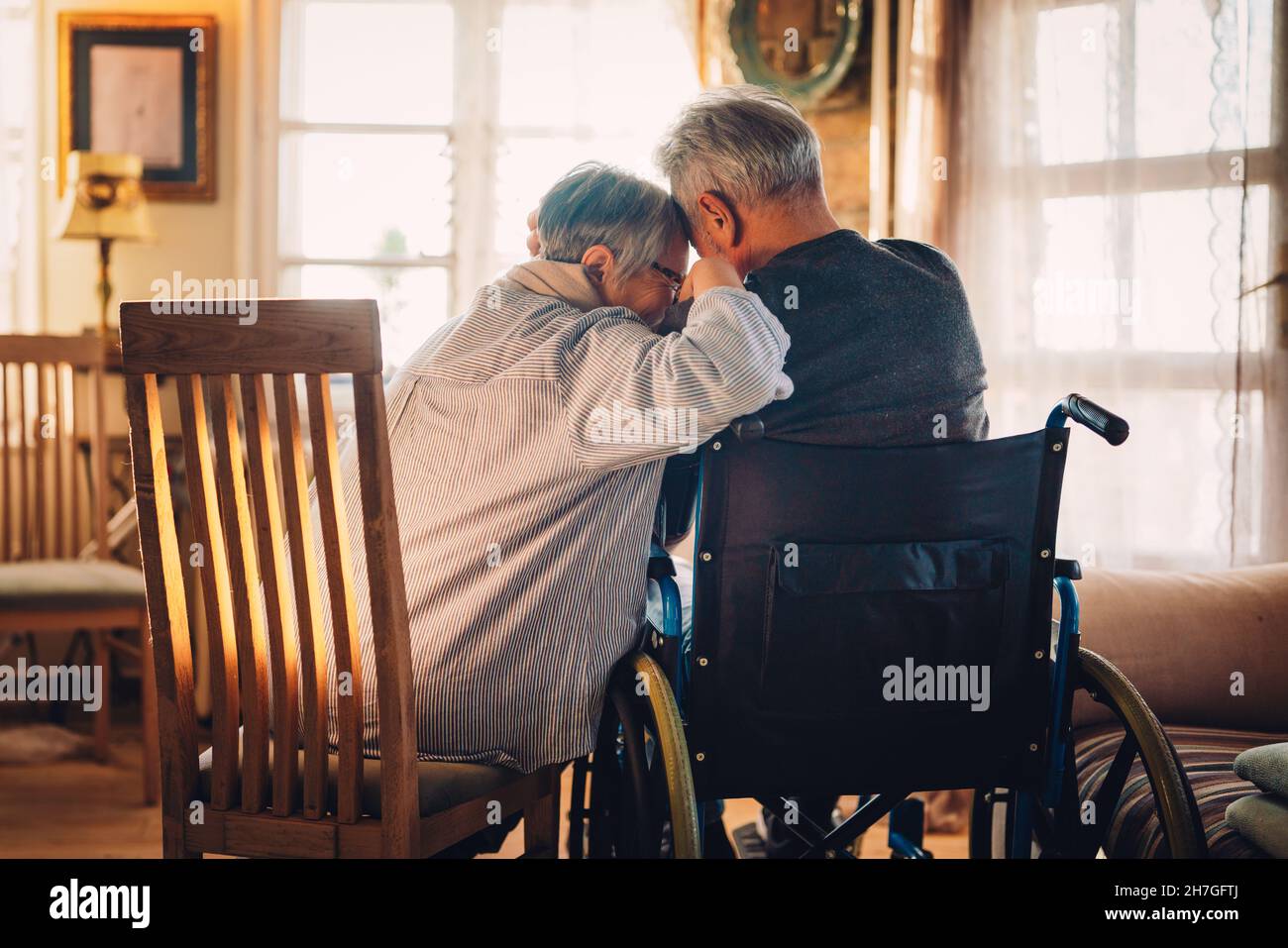 Portrait of senior couple in love having rest together at home. Elderly ...