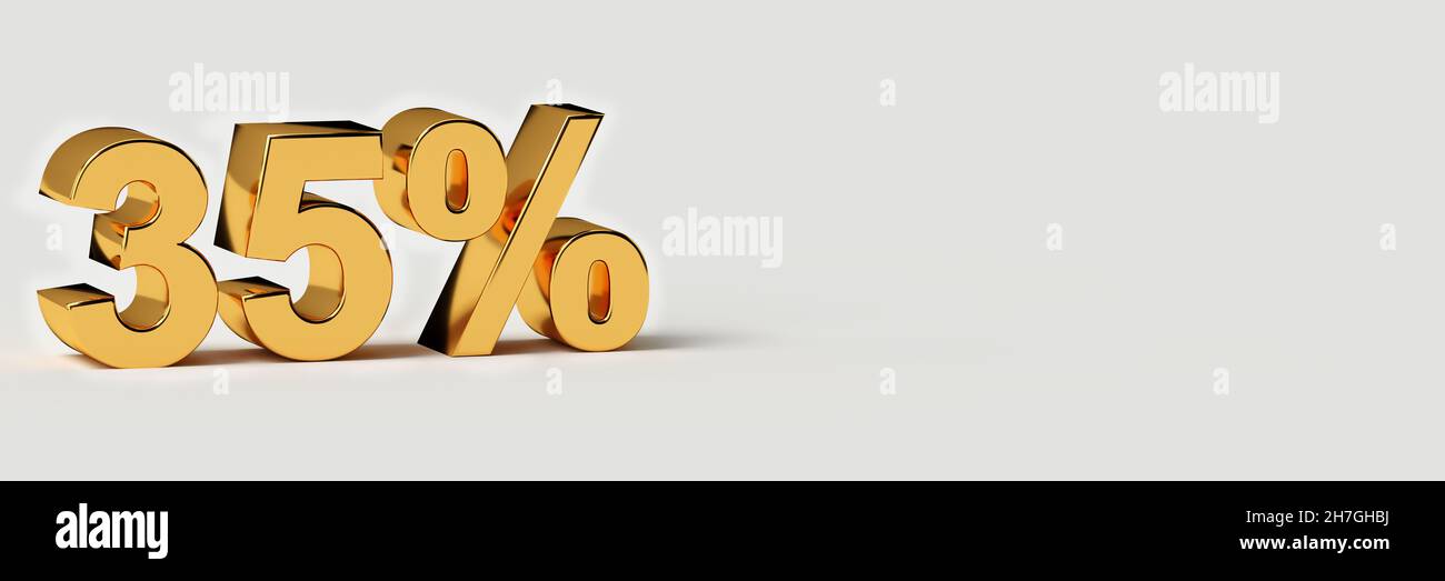 3d golden words 35 percent with blank background. 3d rendering Stock ...