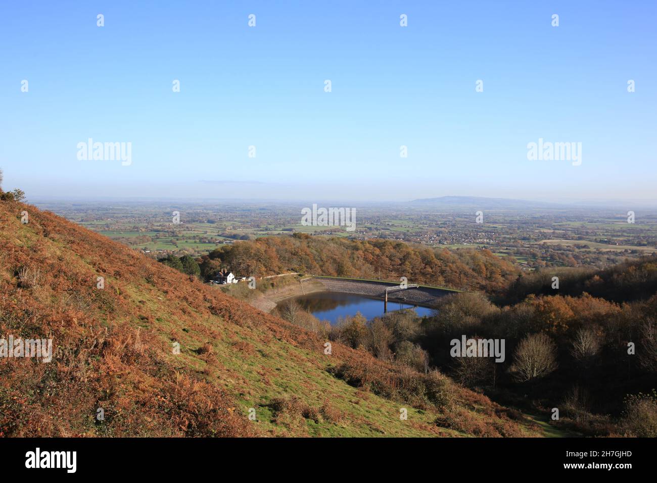 British camp reservoir on the Malvern hills, Worcestershire, England ...