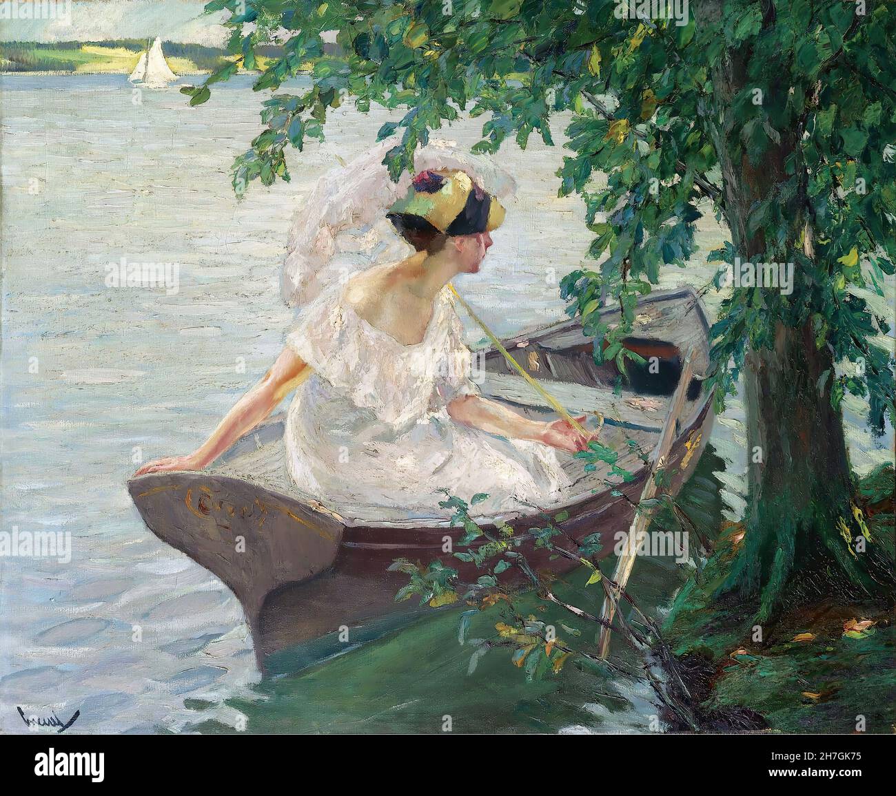 Edward Cucuel - An Outing by Boat - 1917 Stock Photo - Alamy
