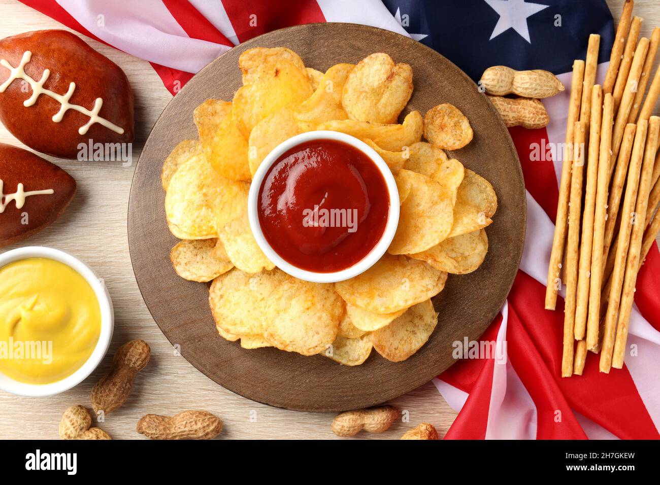 Concept of Super bowl snacks close up Stock Photo - Alamy
