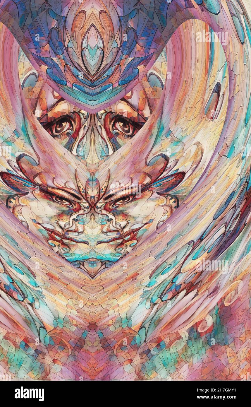 ornamental face on abstract background Stock Photo - Alamy