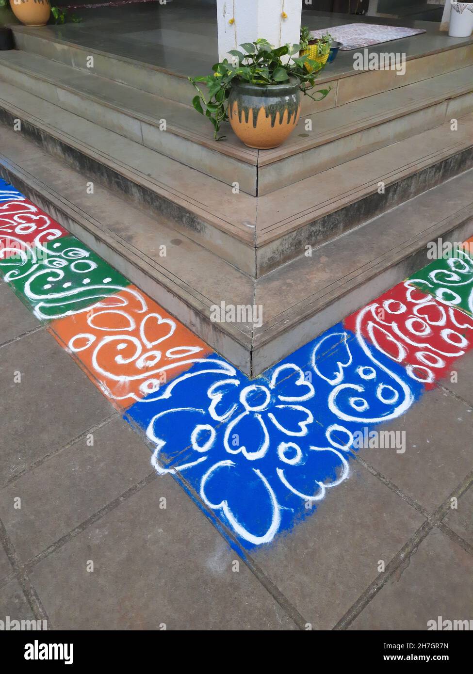 Indian Hindu traditional rangoli during festivals and celebrations on ...