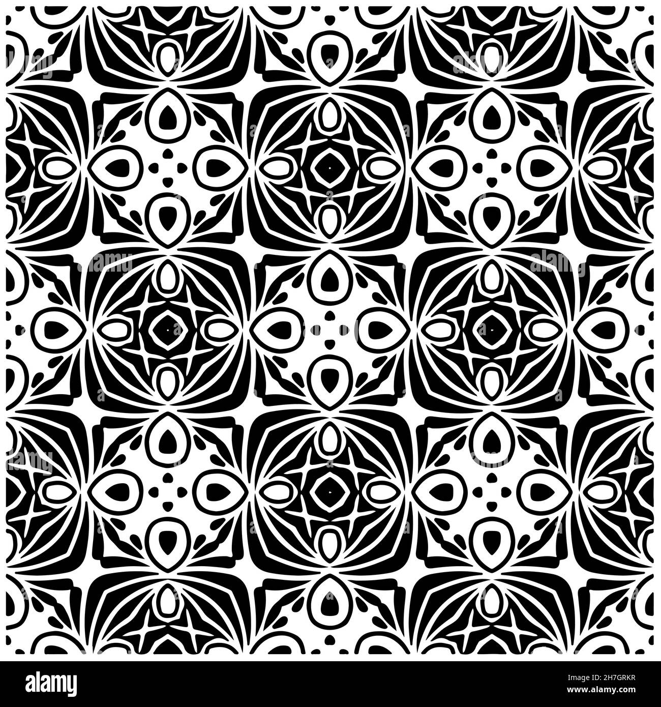 Seamless vector pattern in geometric ornamental style. Black pattern ...