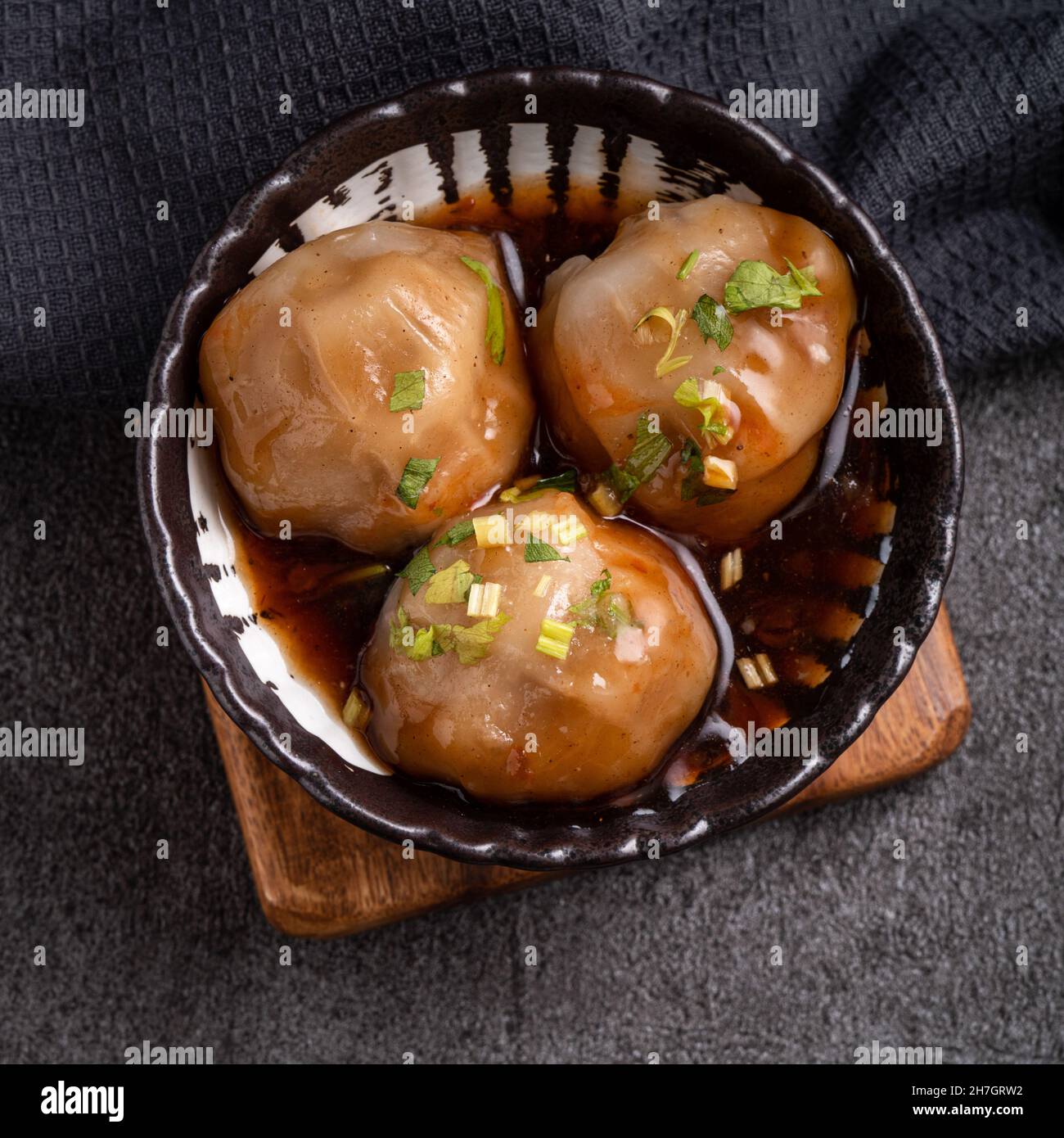 Top view of Bawan (Ba wan), Taiwanese meatball delicacy, delicious ...