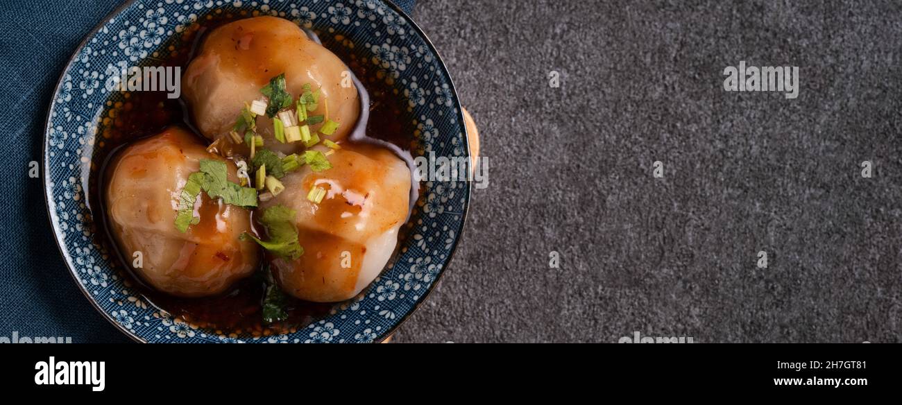 Top view of Bawan (Ba wan), Taiwanese meatball delicacy, delicious ...