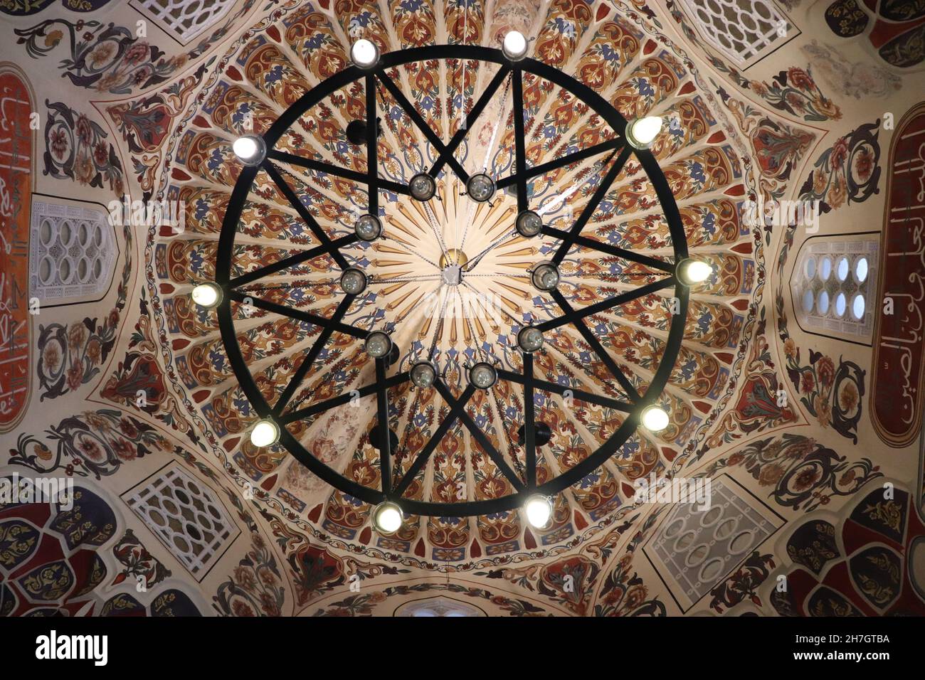 Ottoman Mosque Interior with it's Ceiling, Chandelier, Ornament ...