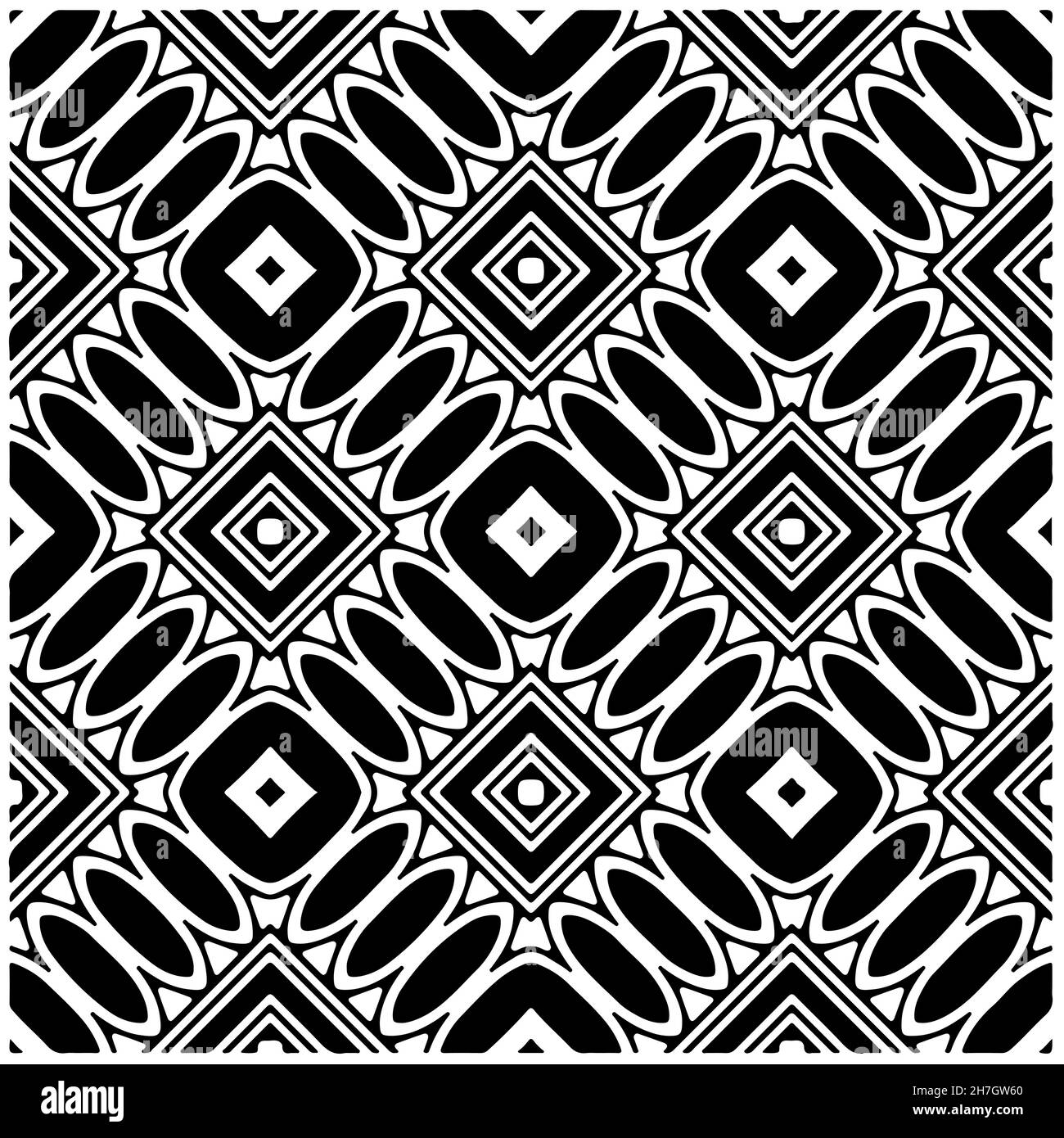 Seamless vector pattern in geometric ornamental style. Black pattern ...