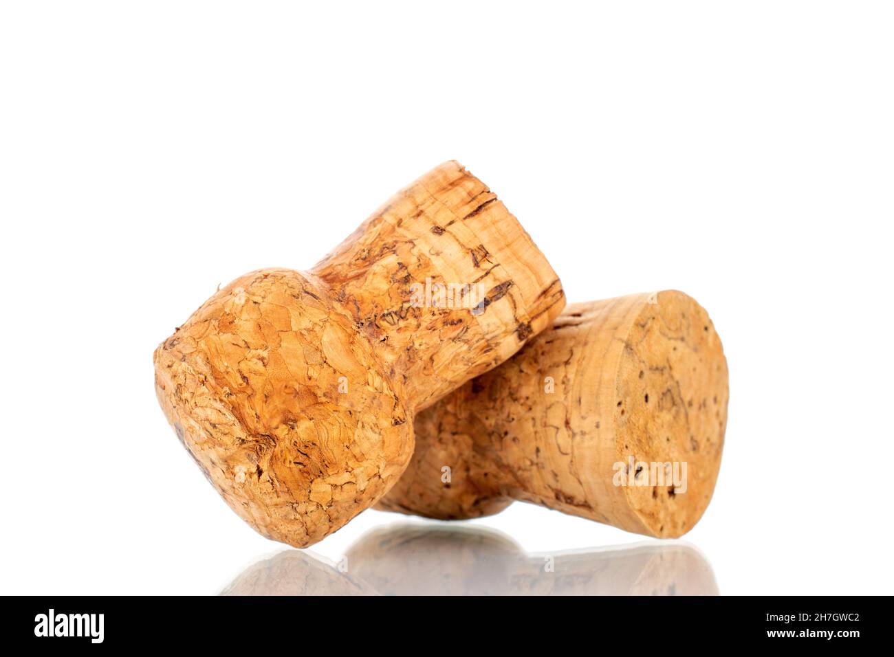 Two corks for a bottle of wine, close-up, isolated on white Stock Photo ...