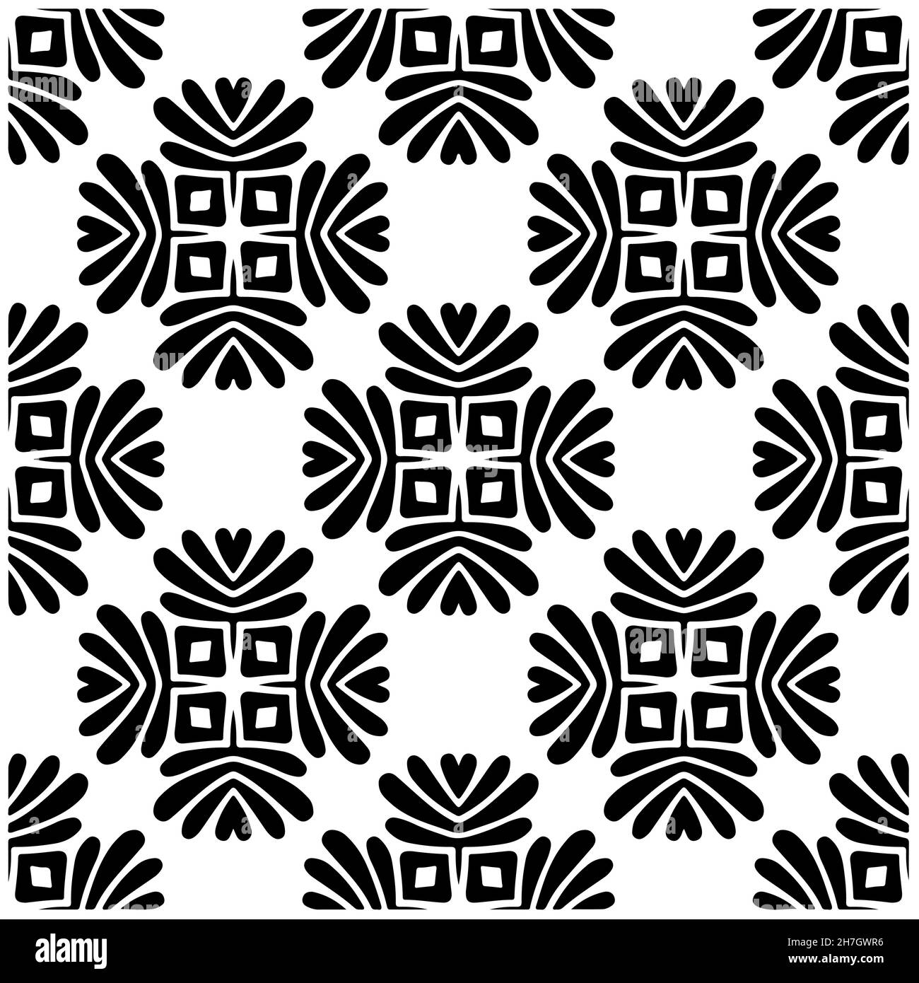 Seamless vector pattern in geometric ornamental style. Black pattern ...