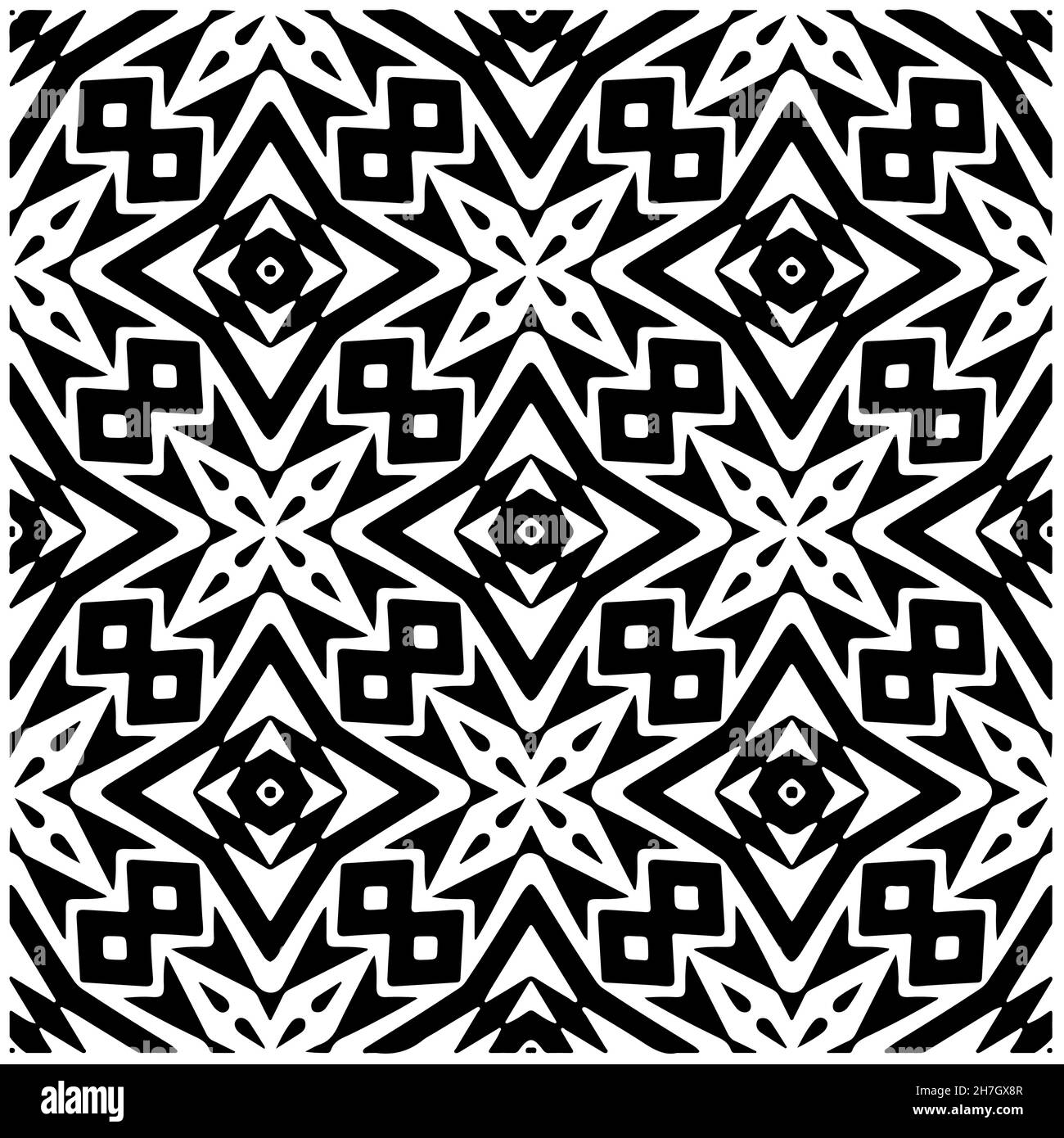 Seamless vector pattern in geometric ornamental style. Black pattern ...