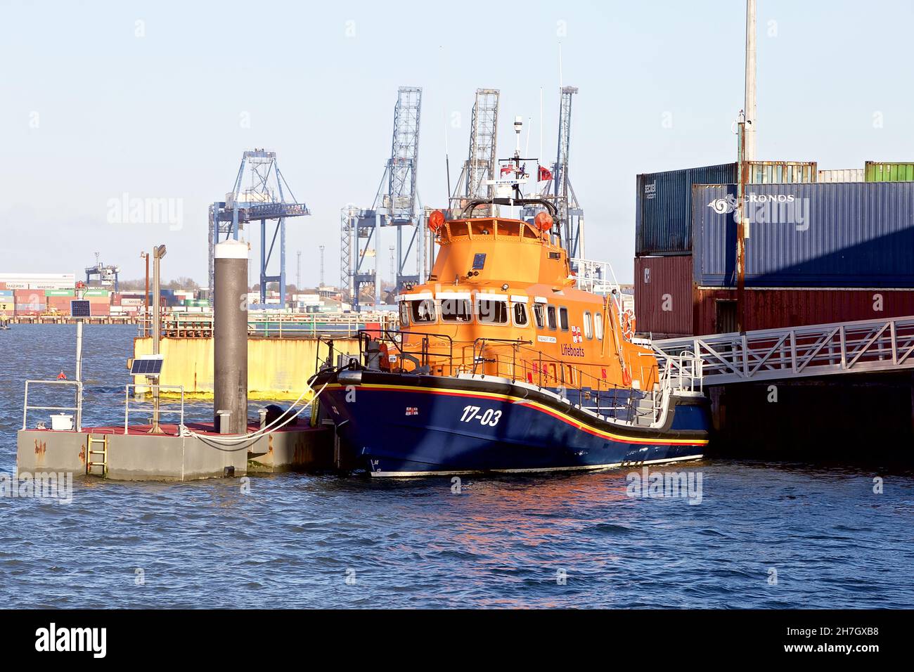 RNLI Lifeboat 17-03 moored at the RNLI station Harwich in Essex Stock ...