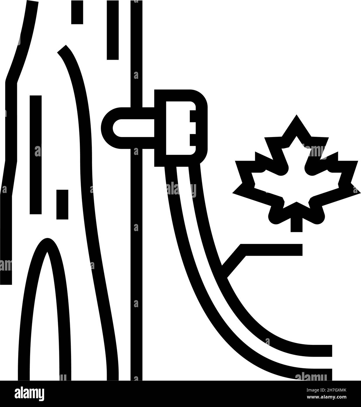 maple sap collection, using tubing method line icon vector illustration ...