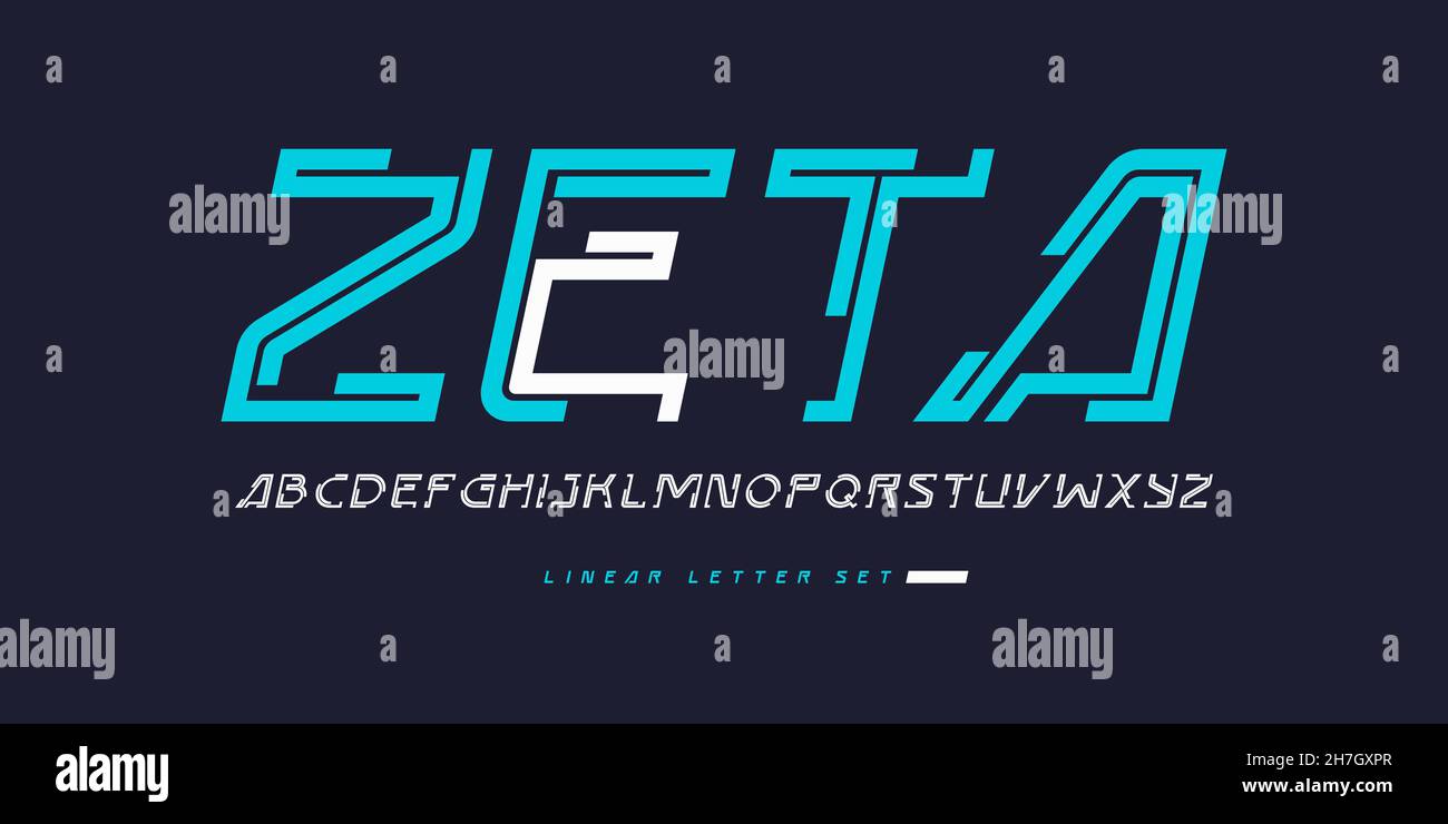 Vector stylish linear narrow font, uppercase letter set, alphabet ...