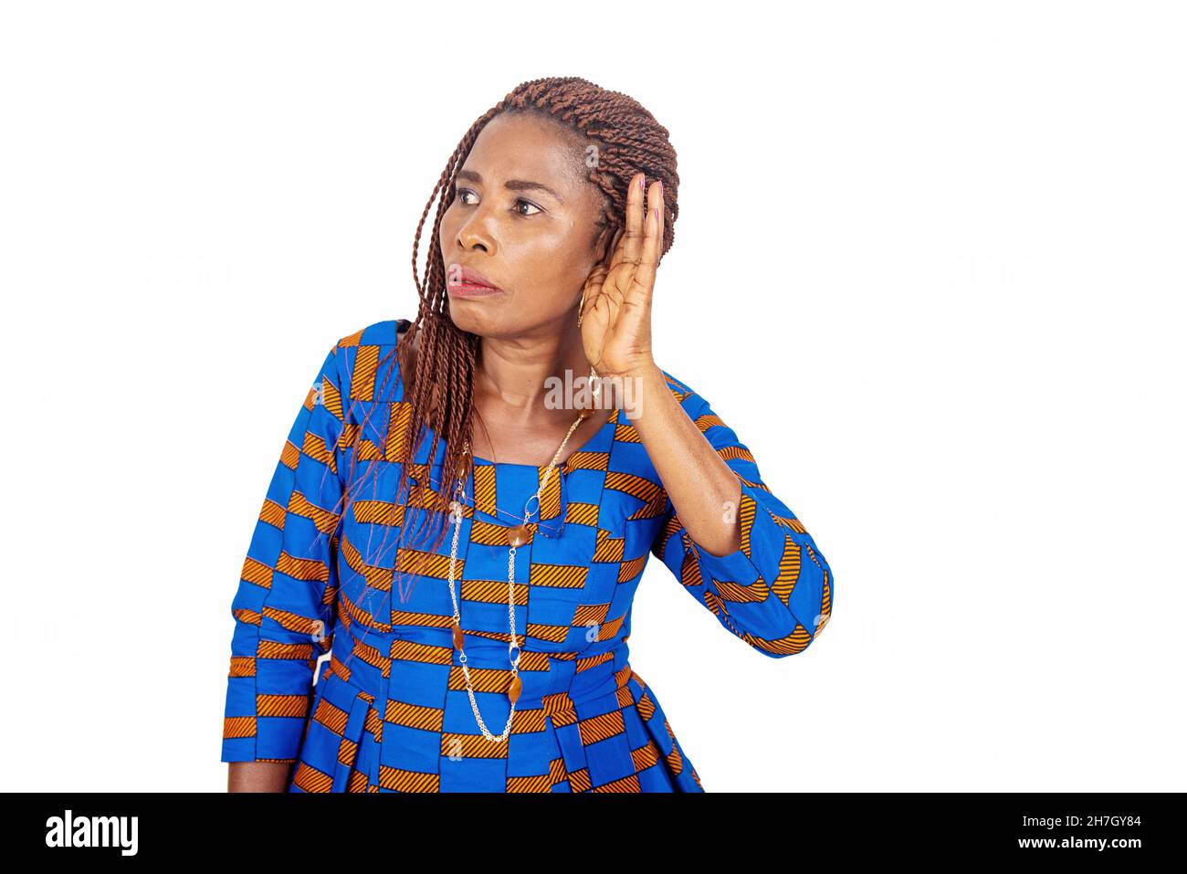 Beautiful Adult Businesswoman Wearing A Traditional Loincloth Listening A Conversation And