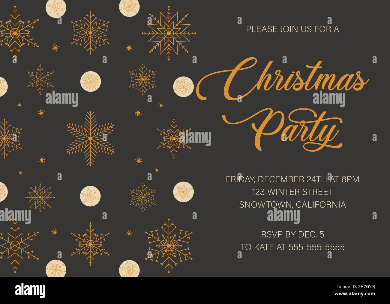 Christmas party invitation with abstract snowflakes decoration Stock ...