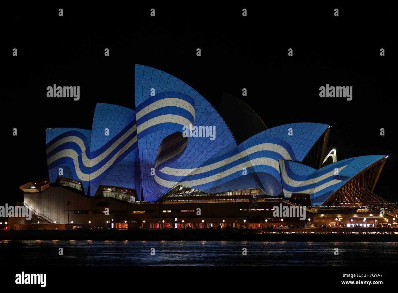 Greek flag on Sydney Opera House Stock Photo - Alamy