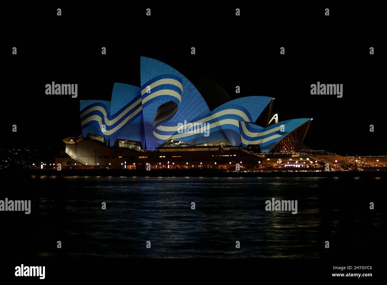 Greek flag on Sydney Opera House Stock Photo - Alamy