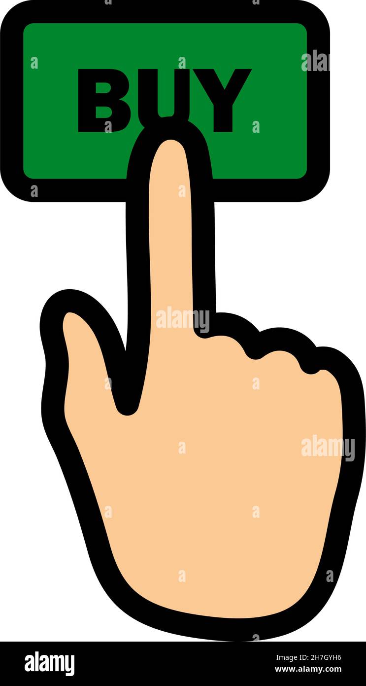 Finger Push The Buy Button Icon. Editable Bold Outline With Color Fill ...