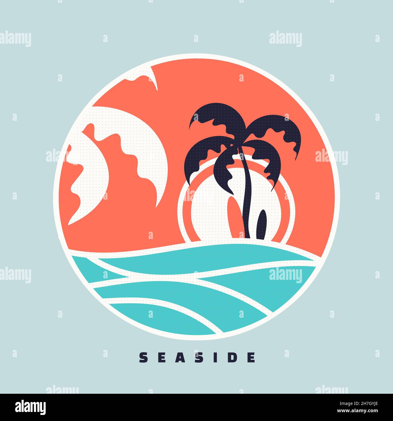 Seaside. Vector stylish graphic tee design, print, illustration Stock ...