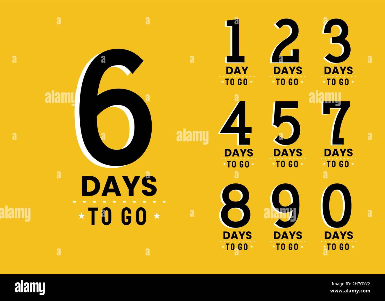 Modern numbers of days to go. Stickers and banners timer pack Stock ...