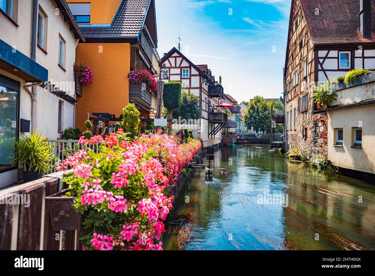 Canal at the market square in Forchheim, Bavaria, Germany Stock Photo ...