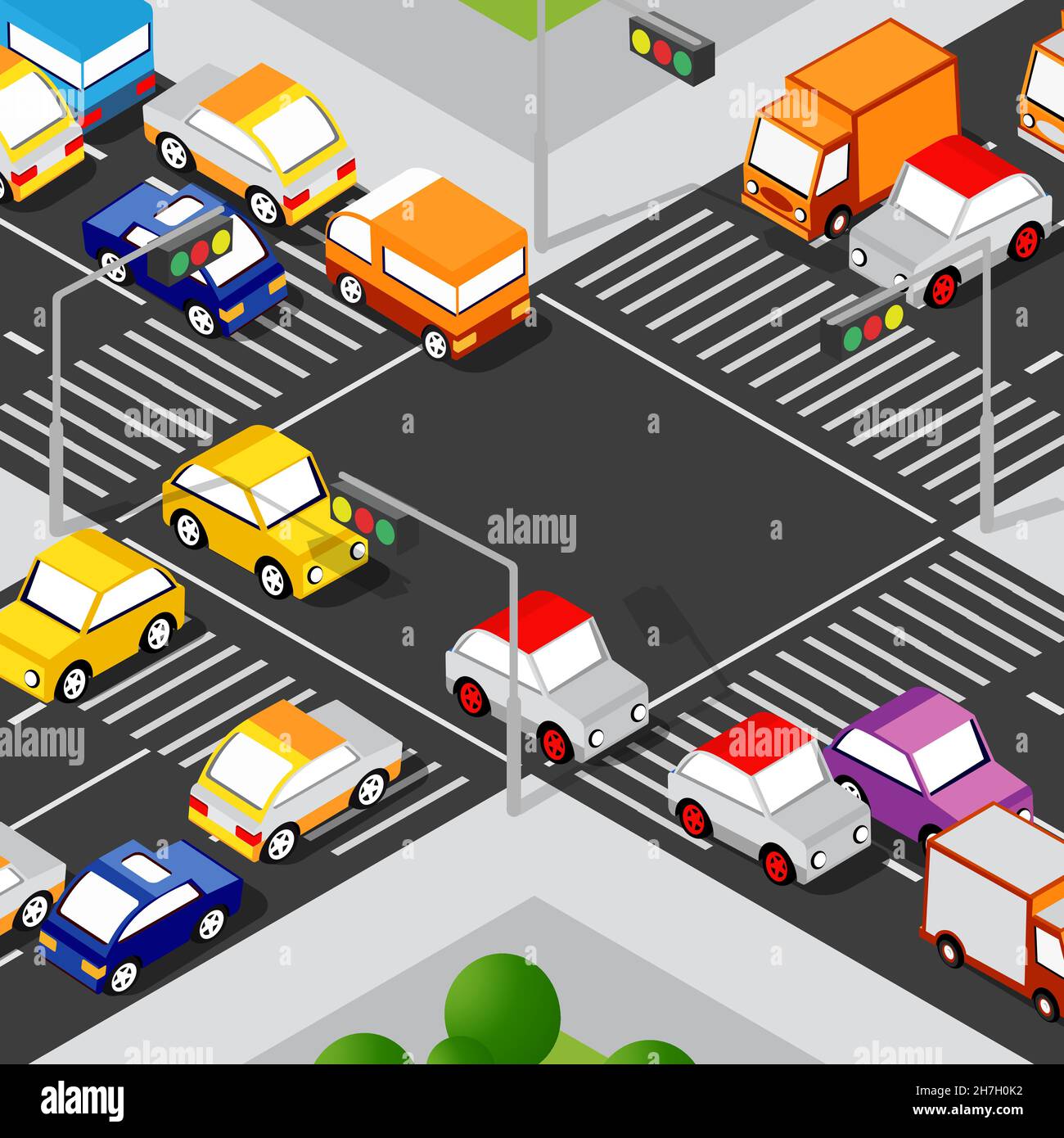 Lifestyle crossroads illustration of the city block with people Stock ...