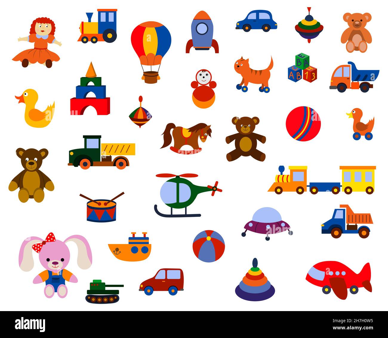 a set of children's toys. vector isolated on a white background Stock ...