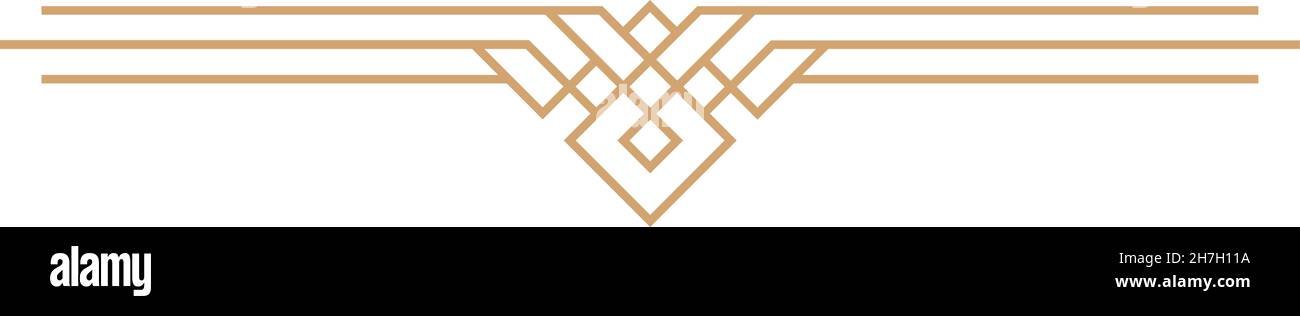 Art deco header. Golden line vintage border element Stock Vector Image ...
