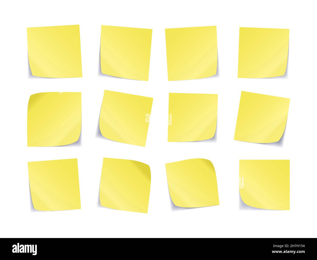 Yellow stickers mockup collection. Different positions and rotation ...