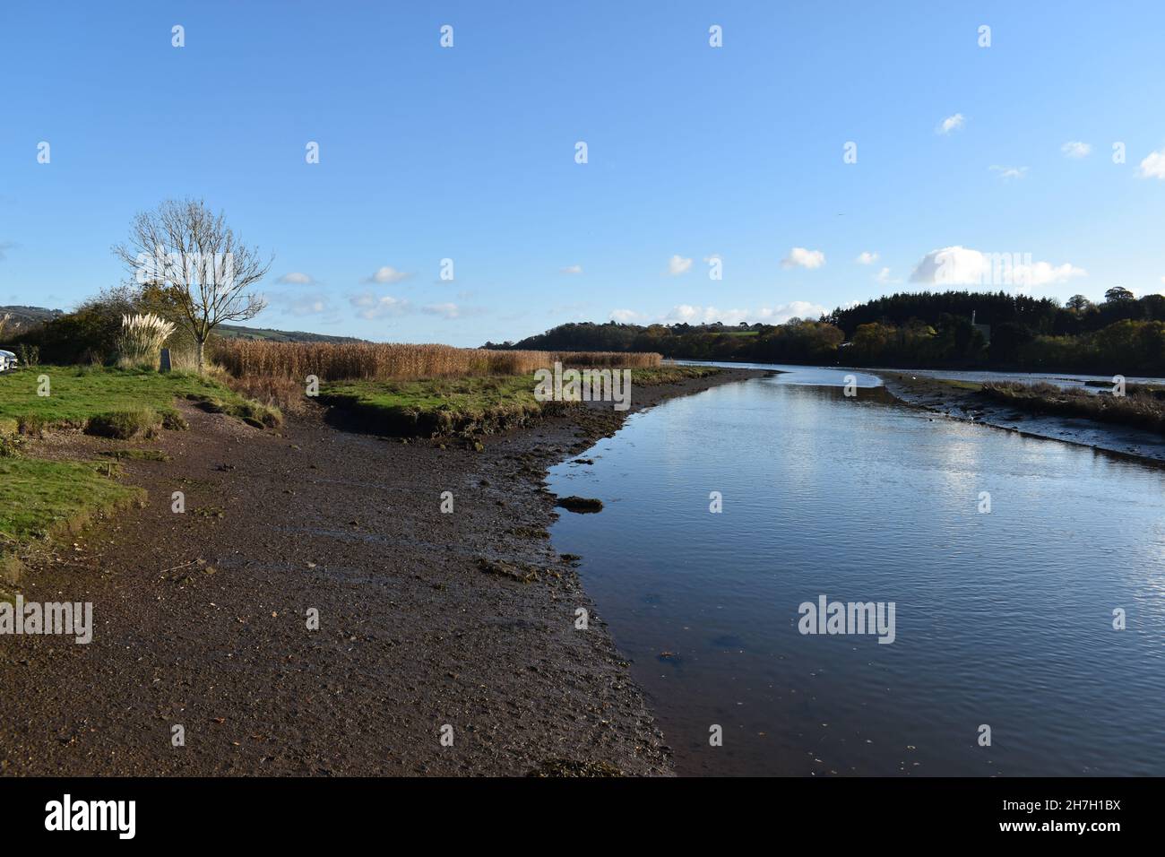 Hackney Marsh Devon heading to the Teign Estuary with the canal joining ...