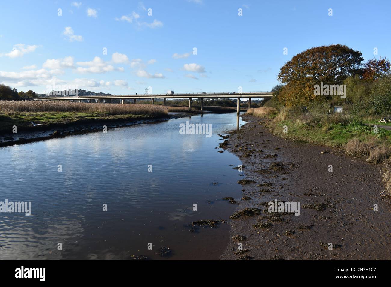 Hackney Marsh Devon heading to the Teign Estuary with the canal joining ...