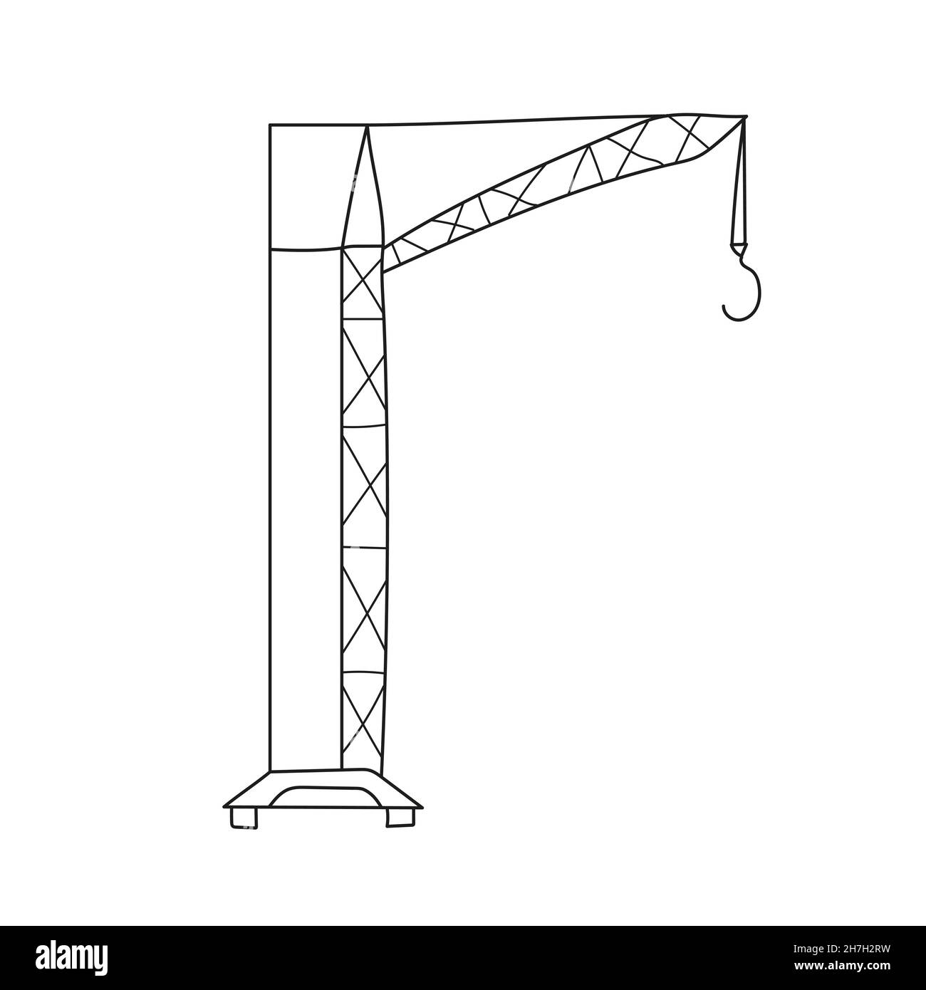 Simple coloring page. Illustration of a crane. Simple hand drawn imsge ...
