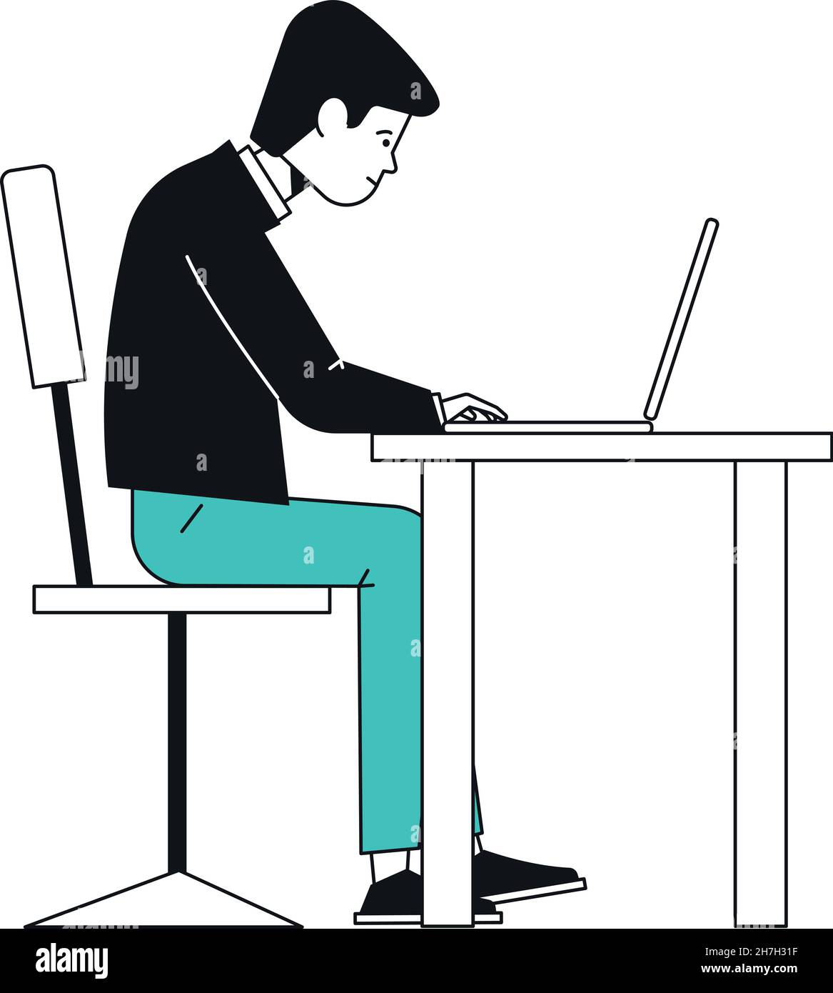 Man using laptop remote work Stock Vector Images - Alamy