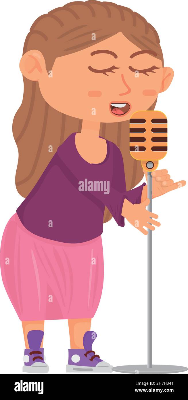 Cartoon girl sing hi-res stock photography and images - Alamy