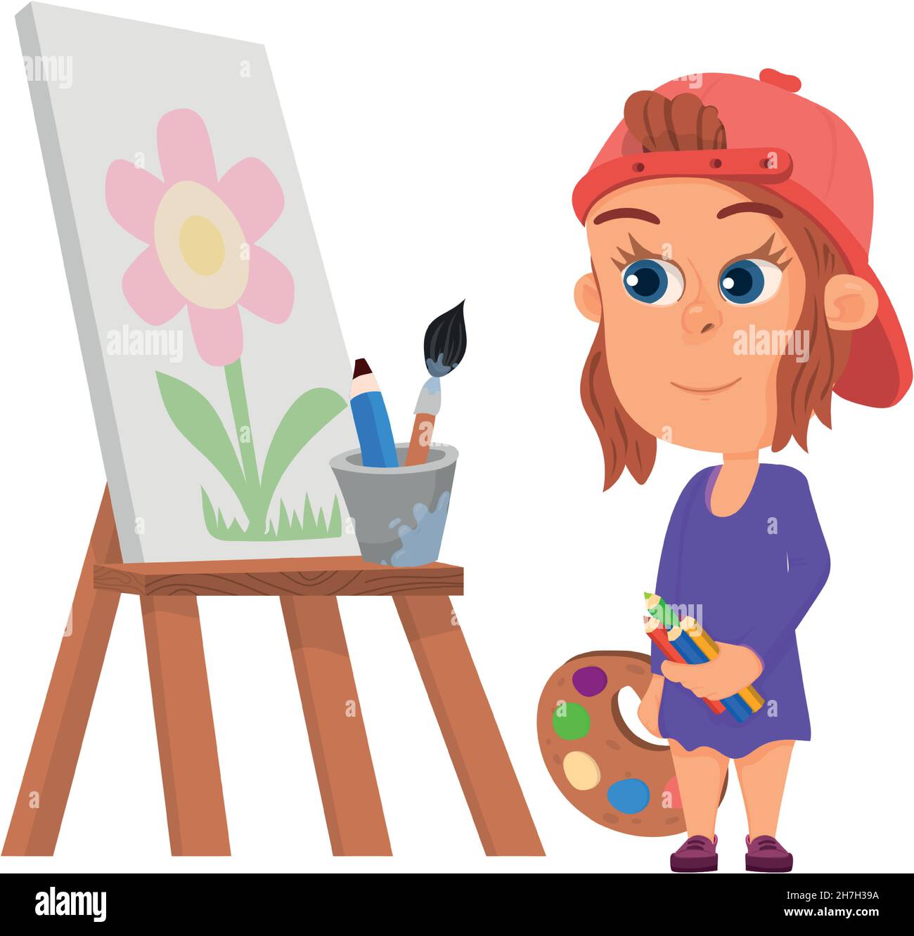 Canvas drawing on stand Stock Vector Images - Alamy