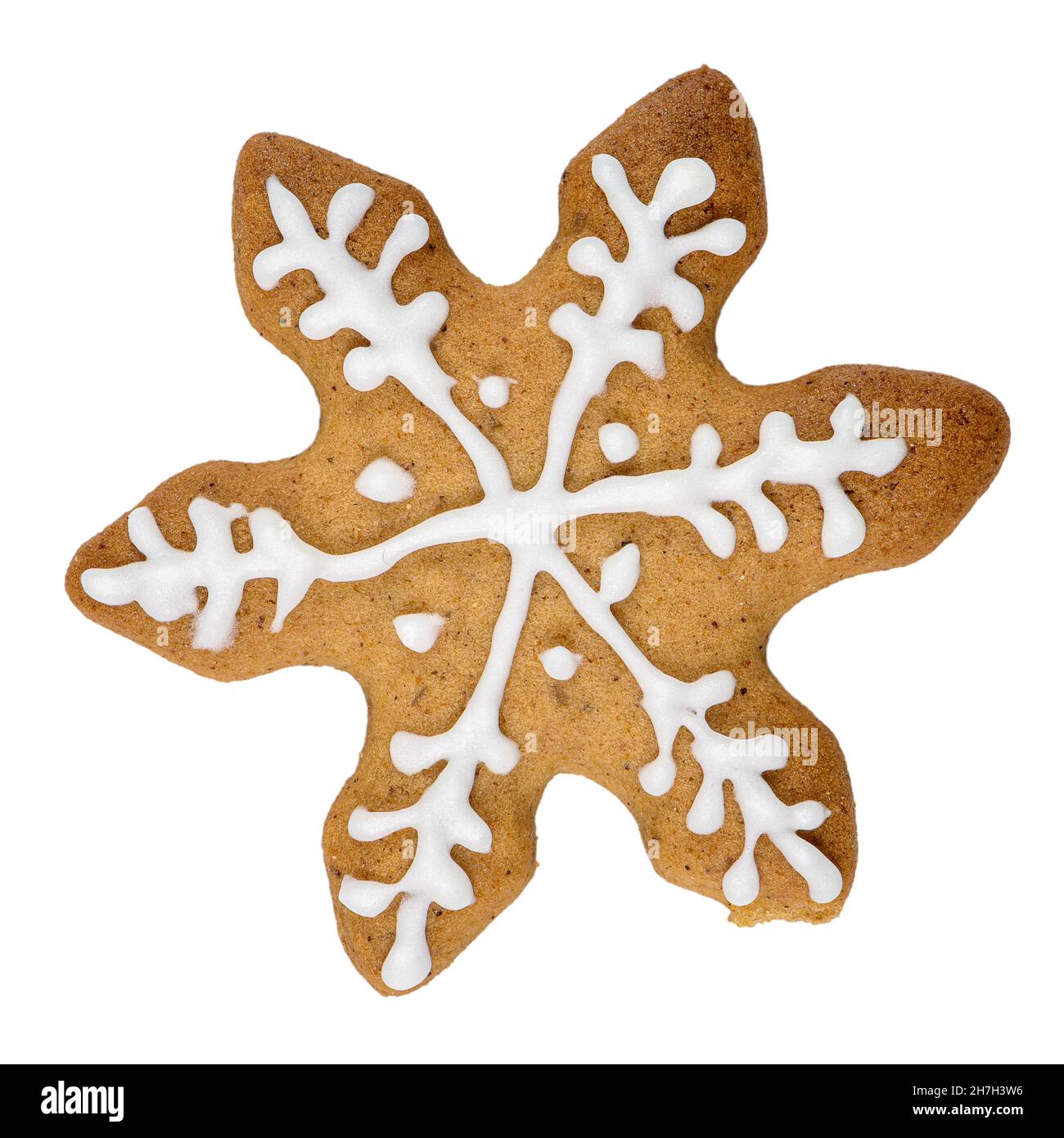 Gingerbread cookie in snowflake shape isolated on white background ...